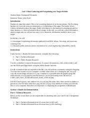 Unit II Lab Assignment Worksheet Docx Lab Data Gathering And Footprinting On A Target
