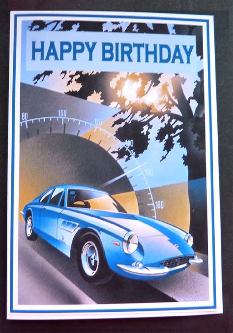 S1622 Birthday Card With Blue Sports Car Image