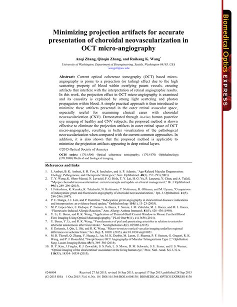 Pdf Minimizing Projection Artifacts For Accurate Presentation Of Choroidal Neovascularization