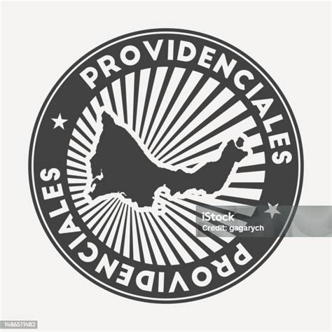 Providenciales 라운드 로고 원형 이름과 섬의 지도가 있는 빈티지 여행 배지 벡터 그림 Providenciales의 휘장 로고 라벨 스티커 또는 배지로 사용할 수