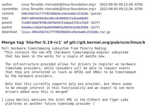 hardware timestamping engine subsystem merged for linux 5 19 r