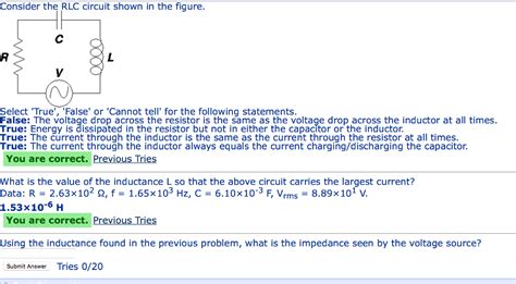 Solved Consider The RLC Circuit Shown In The Figure Select Chegg