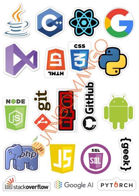 10 Pcs Programming Languages 90 New Logo Stickers Pack For Laptop Desk Notebook Mobile Covers