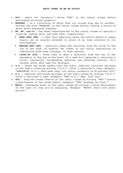 Basic Terms In An Av Script And Sample Basic Terms In An Av Script 1 Gfx Short For Basic Terms In An Av Script And Sample Basic Terms In An Av Script 1 Gfx Short For