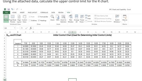 Solved Using The Attached Data Calculate The Upper Control