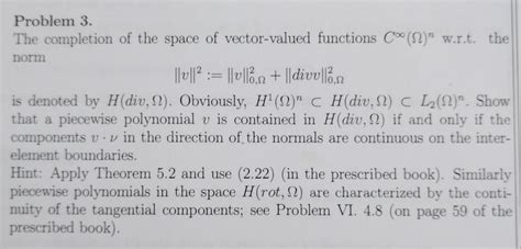 Problem The Completion Of The Space Of Chegg