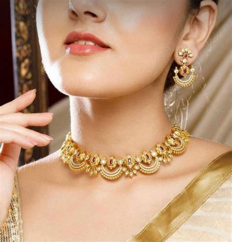 Traditional Indian Golden Jewellery Indian Gold Necklace Designs