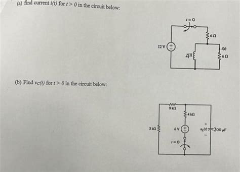 solved a find current i t for t 0 in the circuit below
