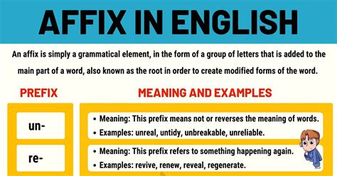 Prefix Suffix Affix Examples Words