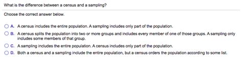 Solved What Is The Difference Between A Census And A Chegg Com