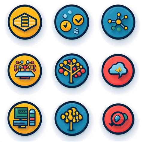 프로세스 흐름 네트워크 연결 및 조직 레이아웃의 기호를 가진 다이어그램을 보여주는 아이콘 구조화 된 데이터 결정 트리 및 비즈니스 및 업무 흐름 다이어그람의 시각적 특징