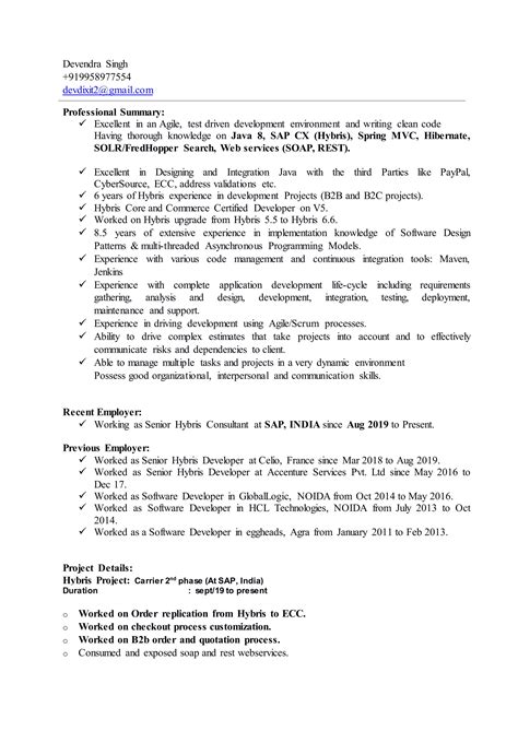 Hybris Developer Cv Pdf