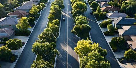 Overhead Shot Of Residential Alley With Row Of Real Estate Houses