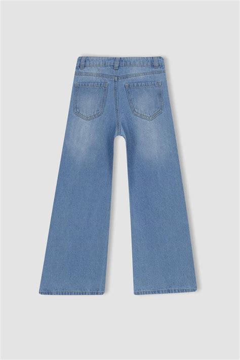 أزرق بناتي بنطلون جينز بناتي وايد ليج 2758653 Defacto