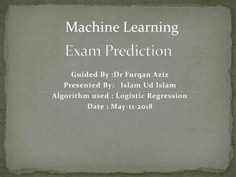 exam prediction machine learning algorithm ppt