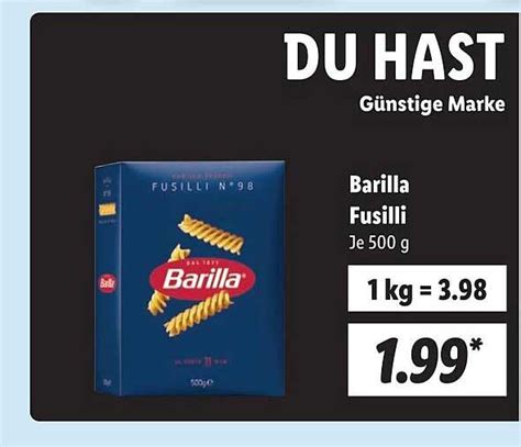 Barilla Fusilli Angebot Bei Lidl 1prospektede