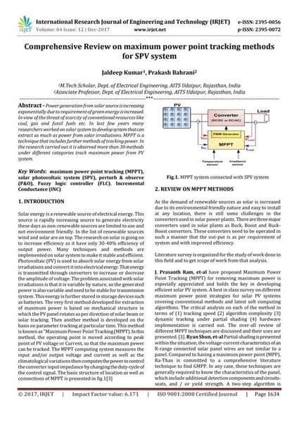 Maximum Power Point Tracking Based Photo Voltaic System For Smart Grid