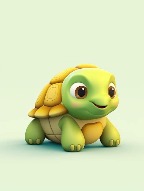 Premium Ai Image 3d Cute Turtle Character