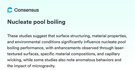 Nucleate Pool Boiling Consensus Academic Search Engine