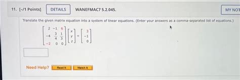 Solved Translate The Given Matrix Equation Into A System Of Chegg Com