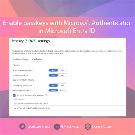 how to enable microsoft authenticator passkeys in entra id
