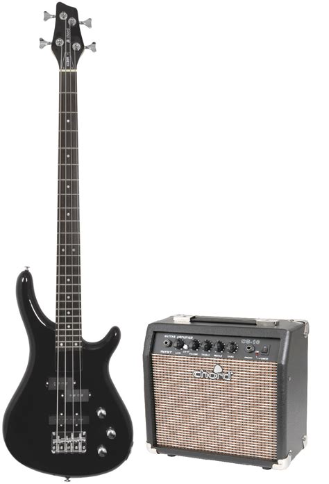 Chord Ccb90 Bk Electric Bass Guitar In Black With Cg 10 10w Electric