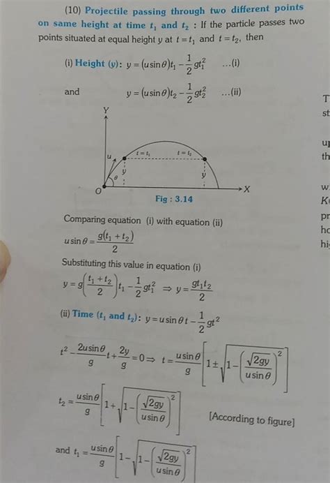 10 Projectile Passing Through Two Different Points On Same Height At Ti
