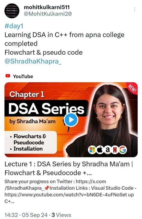 Mohit Kulkarni On Linkedin Started Learning Dsa Day 1 And Hence I Know