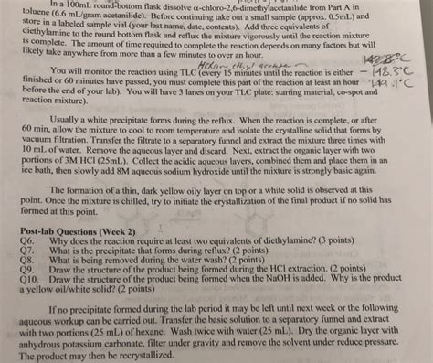 Solved Week 2 Part B Synthesis Of Lidocaine Ci Hn Hn Hn