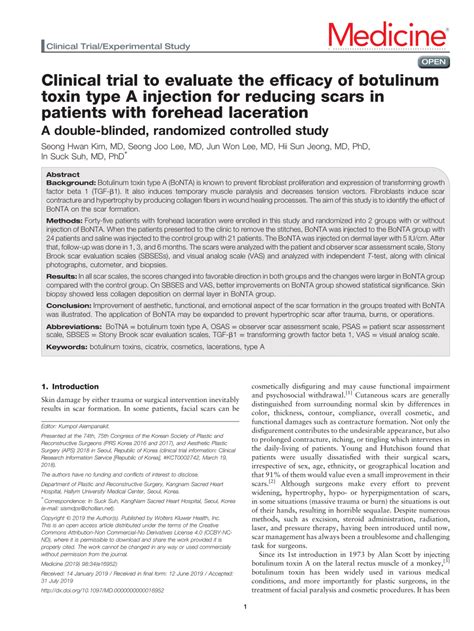 Pdf Clinical Trial To Evaluate The Efficacy Of Botulinum Toxin Type A Injection For Reducing