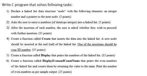 Solved Write C Program That Solves Following Tasks Chegg
