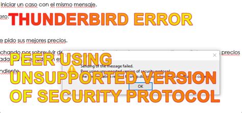 Thunderbird Error Peer Using Unsupported Version Of Security Protocol