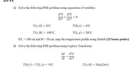 solved hw 8 1 solve the following pde problem using