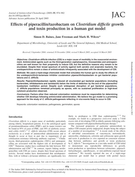 Pdf Effects Of Piperacillintazobactam On Clostridium Difficile