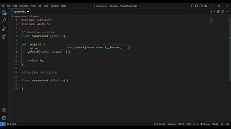 Write A Function To Find Square Root Of A Number In C Language In Vs Code Mrpkcoder Youtube