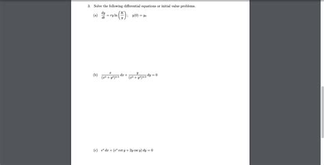Solved Solve The Following Differential Equations Or Chegg