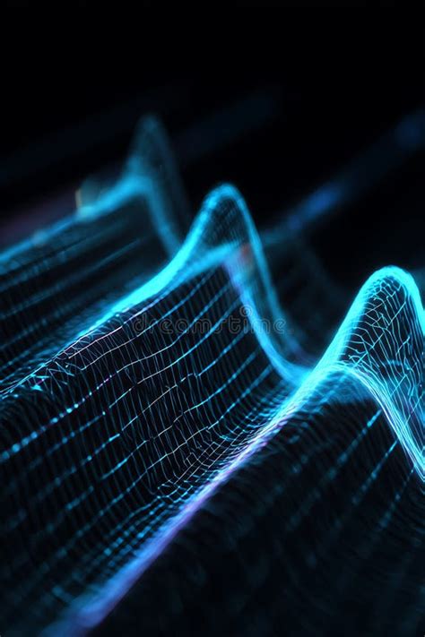 Abstract Waves Of Glowing Blue Light Form A Dynamic Undulating Grid Against A Dark Stock