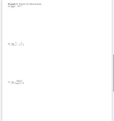 Solved Example Evaluate The Following Limits A Chegg Com