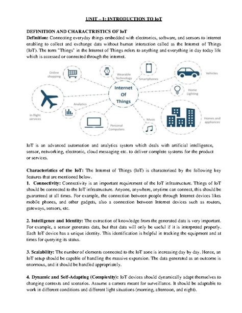 Io T UNIT Iot Unit Notes UNIT INTRODUCTION TO IoT DEFINITION AND CHARACTRISTICS OF