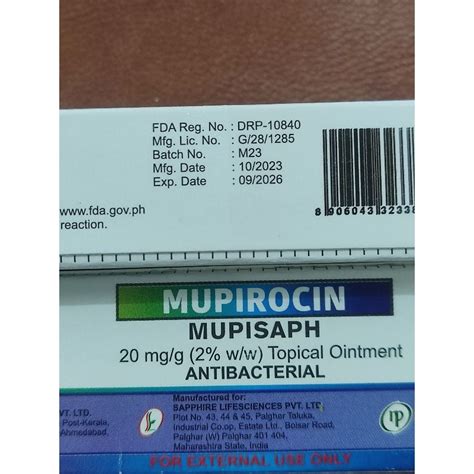 Mupirocin Mupisaph 1tube 5g Topical Cream Anti Bacterial Shopee Philippines