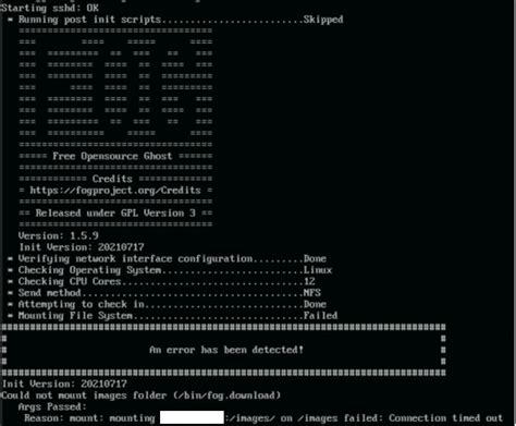 Fail To Mount During Image Deployment Fog Project