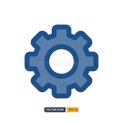 Setting Icon In Blue Outline Color Style Isolated On White Background For Your Web Site Design