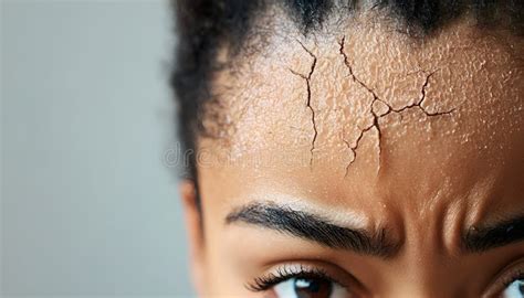 Woman With Dry Skin On Forehead Macro View Stock Image Image Of