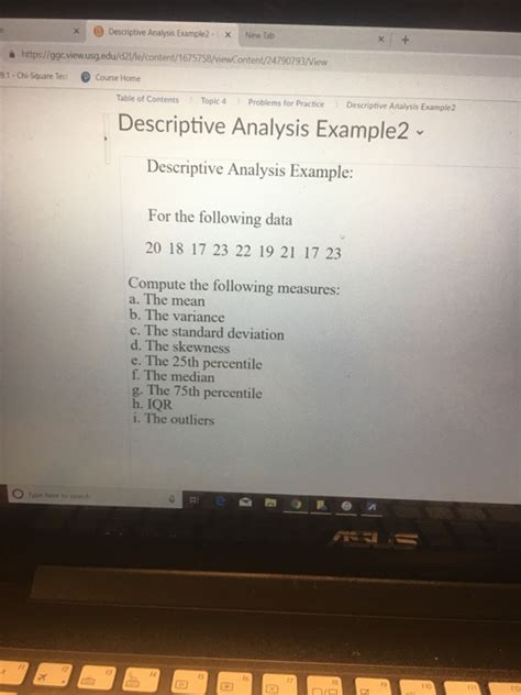 Solved Descriptive Analyses Example2 X New Tab