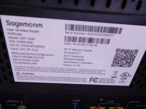 Frontier Sagemcom Fast Fiber Wireless Router FWR E No AC S EBay