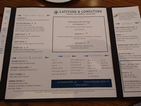 Menu At Latitude And Longitude Restaurant Orlando World Center Dr