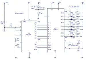 Interfacing ADC To 8051 Circuit For Interfacing ADC 0804 To AT89S51 Microcontroller