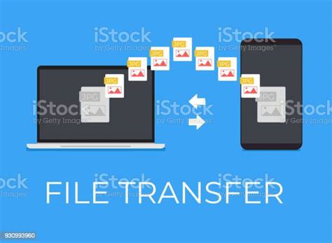 File Transfer Ftp  Antara Laptop Dan Smartphone Ilustrasi Ikon Kartun Datar Vektor Ilustrasi