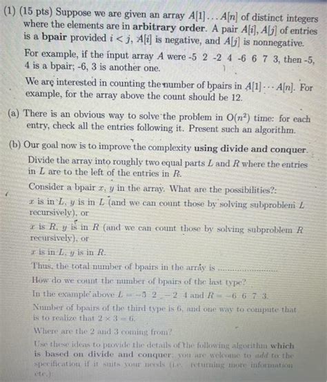 Solved 1 15 Pts Suppose We Are Given An Array A 1 A N