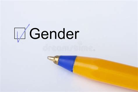 Gender Checkbox With A Tick On White Paper With Yellow Pen Checklist Concept Stock Image